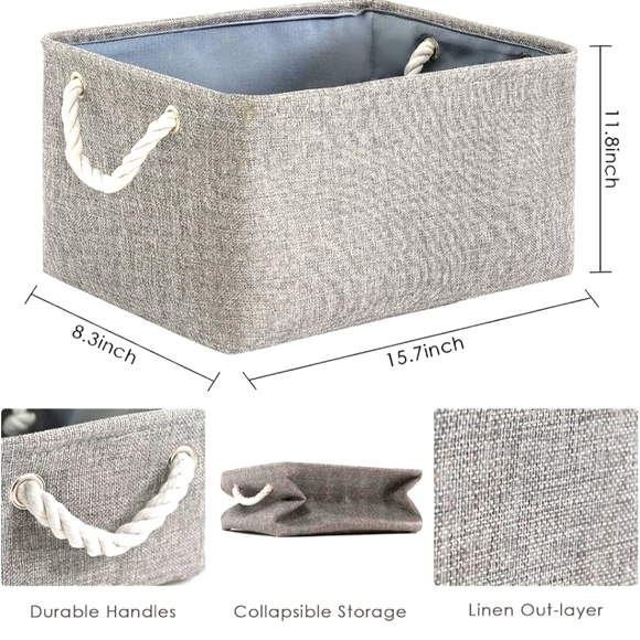 the warm home | Accents | Large Gray Fabrics Rectangle Rope Handle ...